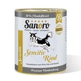 Sanoro Sensitiv Rind Men&uuml; mit Reis und Karotte 6x800g