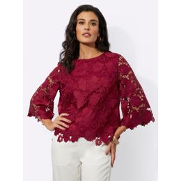 Heine Damen Spitzenbluse, Rot, Gr. 36, Blusen langarm, Material: Polyester