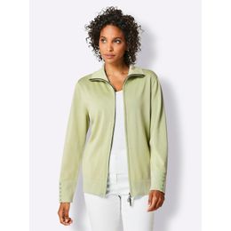 CREATION L PREMIUM Wit Damen Feinstrickjacke mit gestreiften Abschl&uuml;ssen, pistazie, Gr&ouml;&szlig;e 40