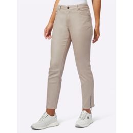 Heine Damen 5-Pocket-Jeans, Goldfarben, Gr. 19, Straight, Material: Baumwolle