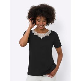 Heine Damen Kurzarmshirt, Schwarz, Gr. 48, T-Shirts, 100% Baumwolle