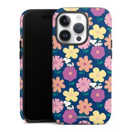 DeinDesign iPhone 14 Pro Handy Panzer Handyh&uuml;lle robuste Outdoor H&uuml;lle Schutzh&uuml;lle matt Muster Snoopy Flowers Tough Case