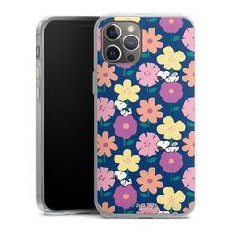 DeinDesign iPhone 12 Pro Max Handy Silikon H&uuml;lle Case transparent Handyh&uuml;lle Muster Snoopy Flowers Silikon Case
