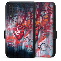 DeinDesign Galaxy A50 Handy Klapph&uuml;lle Handyh&uuml;lle aus Kunst Leder schwarz Flip Case 1. Fck 1. Fc Kaiserslautern Heart Sideflip mit Lasche