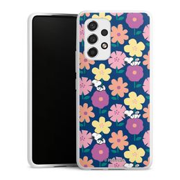 DeinDesign Galaxy A53 5G Handy Silikon H&uuml;lle Case wei&szlig; Handyh&uuml;lle Flowers Muster Snoopy Silikon Case