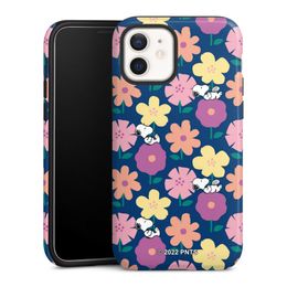DeinDesign iPhone 12 mini Handy Panzer Handyh&uuml;lle robuste Outdoor H&uuml;lle Schutzh&uuml;lle gl&auml;nzend Muster Snoopy Flowers Tough Case