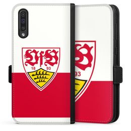 DeinDesign Galaxy A50 Handy Klapph&uuml;lle Handyh&uuml;lle aus Kunst Leder schwarz Flip Case Vfb Stuttgart Logo Official Licensed Product Sideflip mit Lasche