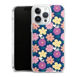 DeinDesign iPhone 14 Pro Max Handy Silikon H&uuml;lle Case transparent Handyh&uuml;lle Muster Snoopy Flowers Silikon Case