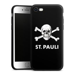 DeinDesign iPhone SE (2020) Handy Premium Silikon H&uuml;lle Handyh&uuml;lle schwarz Case Official Licensed Product Fc St. Pauli Totenkopf Silikon Premium Case