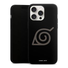 DeinDesign iPhone 15 Pro Max Handy Premium Silikon H&uuml;lle Handyh&uuml;lle schwarz Case Naruto Shippuden Konoha Logo Silikon Premium Case