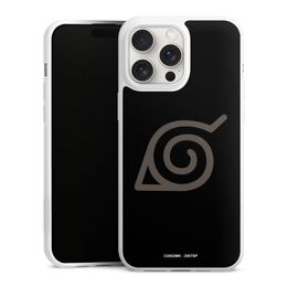 DeinDesign iPhone 15 Pro Max Handy Silikon H&uuml;lle Case wei&szlig; Handyh&uuml;lle Naruto Shippuden Konoha Logo Silikon Case