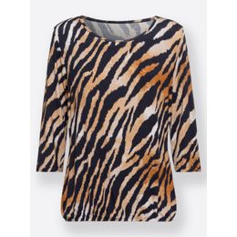 WITT Damen Print-Shirt im Tierfell-Dessin, marine-cognac-bedruckt, Gr&ouml;&szlig;e 54
