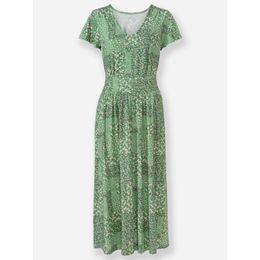 WITT Damen Jerseykleid mit Fl&uuml;gel-&Auml;rmeln, apfel-champagner-bedruckt, Gr&ouml;&szlig;e 40