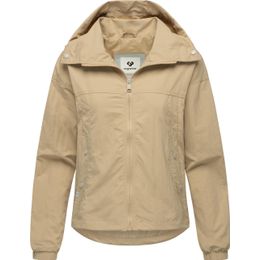 Outdoorjacke Ragwear "Cerys", Damen, Gr. L (40), beige (sand), Obermaterial: 100% Nylon, Innenfutter: 100% Polyester, modisch, oversize hüftlang, hoch geschlossener Ausschnitt, Langarm Ärmel ohne Ärmelschlitz elastischer Bund, Jacken, kurze Damen Übergangsjacke mit verstaubarer Kapuze