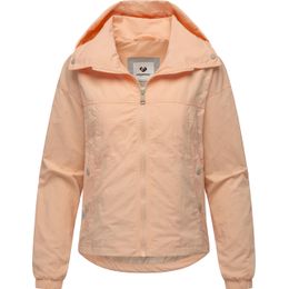 Outdoorjacke Ragwear "Cerys", Damen, Gr. L (40), orange (pfirsich), Obermaterial: 100% Nylon, Innenfutter: 100% Polyester, modisch, oversize hüftlang, hoch geschlossener Ausschnitt, Langarm Ärmel ohne Ärmelschlitz elastischer Bund, Jacken, kurze Damen Übergangsjacke mit verstaubarer Kapuze