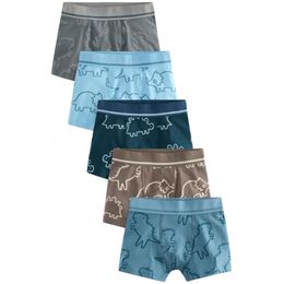 next Boxershorts Jungen Gr&ouml;&szlig;e 128 hellblau / dunkelblau / braun / grau