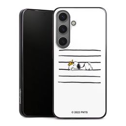 DeinDesign Galaxy S25 Handy Slim Case extra d&uuml;nn Silikon Handyh&uuml;lle schwarz H&uuml;lle Snoopy Dog Peanuts Silikon Slim Case