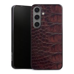 DeinDesign Galaxy S25 Handy Slim Case extra d&uuml;nn Silikon Handyh&uuml;lle schwarz H&uuml;lle Leather Crocodile Animal Print Silikon Slim Case
