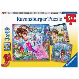 Ravensburger Bezaubernde Meerjungfrauen Puzzle, 3 x 49 Teile