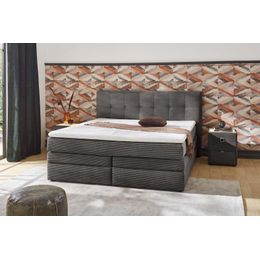 Jockenhöfer Boxspringbett JOCKENHÖFER GRUPPE "Amy", grau (grau 426, 09), L:217cm, Bezug Bett: Cordstoff (100% Polyester);Topper und Matratzenspiegel: 100% Polyester, Komplettbetten, mit Bettkasten und Kaltschaum-Topper, erhältlich in 140 & 180cm Breite, Topseller