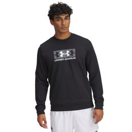 Langarmshirt Under Armour "UA RIVAL TERRY LOGO CREW Q2", Herren, Gr. L, schwarz, castlerock, weiß, Obermaterial: 80% Baumwolle, 20% Polyester, sportlich, Shirts