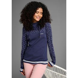Hoodie Kangaroos, Damen, Gr. 32/34 (XS), blau (marine), Interlock, Obermaterial: 100% Baumwolle. Bündchen: 100% Baumwolle, bedruckt, kontrastfarbene Details, unifarben mit Farbeinsatz, figurbetont hüftbedeckend, Rippbündchen, Sweatshirts, Langarm, figurbetonter Schnitt, aus Baumwolle, mit Kapuze