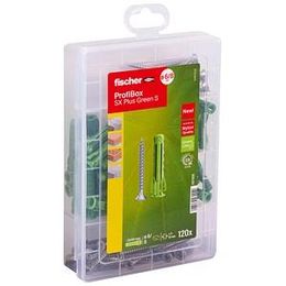 Fischer ProfiBox - SX Plus Green S Dübel- und Schrauben-Sortiment Ø 4,5/5/6/8 mm x 30/40/55 mm, 120 Stück