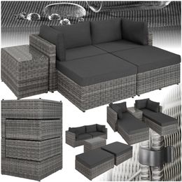 TecTake® Rattan Lounge, mit Aluminiumgestell, wetterfest und UV-beständig, mit Sicherheitsglasplatte