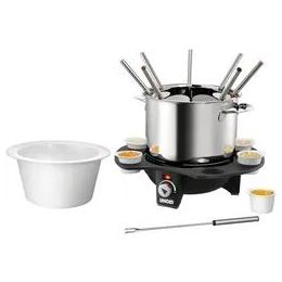 Unold Elektro-Fondue "Élégance 48645", schwarz-weiß (edelstahl, schwarz, weiß), B:29,6cm H:21,5cm T:27,5cm, Fondues, mit sechs Saucen-Töpfchen