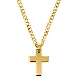 Kette mit Anhänger s.Oliver "Kreuz, 2036868", gold (gelbgoldfarben), Halsketten, Herren, Edelstahl, L: 50cm