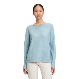 Strickpullover Betty Barclay "Betty Barclay Strickpullover mit Strickdetails", Damen, Gr. 38, blau (tourmalin melange), Strick, Obermaterial: 50% Viskose, 27% Polyester, 23% Polyamid., casual, gerade lang, U-Boot-Ausschnitt, Langarm, Pullover, Struktur