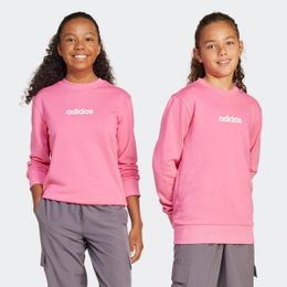 Sweatshirt adidas Sportswear "J LIN FT CREW", Kinder, Gr. 140, pink (pink fusion, weiß), Obermaterial: 55% Baumwolle, 36% Polyester, 9% Viskose, sportlich, Rundhals, Sweatshirts