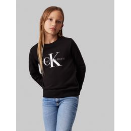 Sweatshirt Calvin Klein Jeans "CK Monogram Terry Cn", Jungen, Gr. 14 (164), schwarz (ck schwarz), Sweatware, Obermaterial: 100% Baumwolle, unifarben, casual, regular fit, Rundhals, Langarm, Sweatshirts, für Kinder bis 16 Jahre und mit Logodruck