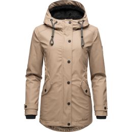 Regenjacke Navahoo "Lindraa", Damen, Gr. M (38), grau (taupe), Oberstoff: 60% Polyvinylchlorid, 30% Polyester, 10% Polyurethan, Futter: 100% Polyester, Wattierung: 100% Polyester, Ärmelfutter: 100% Polyester, modisch, figurbetont Po-bedeckend, Langarm Ärmel ohne Ärmelschlitz Rippstrickbündchen mit Knöpfen, Jacken, stylische wasserdichte Outdoorjacke mit Teddyfell