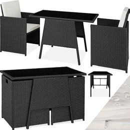 TecTake&reg; Rattan Sitzgruppe, f&uuml;r 2 Personen, UV-best&auml;ndig, zusammenschiebbar