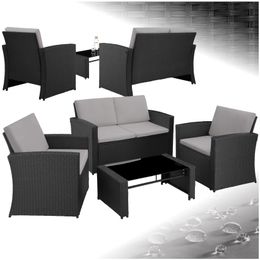 TecTake&reg; Rattan Lounge, f&uuml;r 4 Personen, UV-best&auml;ndig, mit Sicherheitsglasplatte