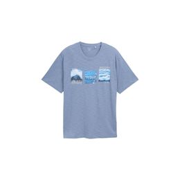 Tom Tailor Herren Plus Size - T-Shirt mit Foto-Print, blau, Uni, Gr. 2XL