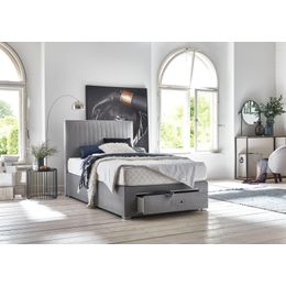 Boxbett Inosign "Mackay", grau, B:120cm L:208cm, Bezug Bett: Strukturstoff (100% Polyester), besonders pflegeleicht; wasserabweisend; Gestell: Massivholzrahmen, Komplettbetten, 100% vegan, pflegeleichter Bezug, mit Schubkasten