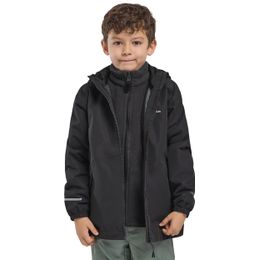 3-in-1-Funktionsjacke Jack Wolfskin "ICELAND 3IN1 JACKET K", Kinder, Gr. 104, grau (phantom), Oberstoff:100% POLYESTER; Kontrast:100% POLYESTER; Futter:100% POLYESTER ; Innenmaterial: 100% POLYESTER ; Futter:100% POLYESTER, Jacken