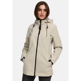 Regenjacke Manisa, Damen, Gr. 40, beige (sand), Obermaterial: 100% Polyester. Futter: 100% Polyester, unifarben, casual, regular fit hüftbedeckend, ohne Ausschnitt, Langarm Bündchen, Jacken, mit abnehmbarer Kapuze