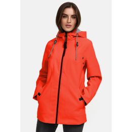 Regenjacke Manisa, Damen, Gr. 42, orange (mandarin), Obermaterial: 100% Polyester. Futter: 100% Polyester, unifarben, casual, regular fit hüftbedeckend, ohne Ausschnitt, Langarm Bündchen, Jacken, mit abnehmbarer Kapuze