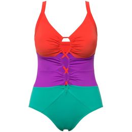 Ulla Popken Badeanzug Damen Größe 4XL mint / lila / neonrot