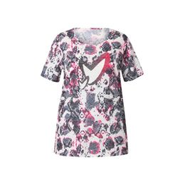 MIAMODA Shirt Damen Gr&ouml;&szlig;e XL dunkelgrau / pink / wei&szlig;