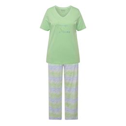Ulla Popken Pyjama Damen Gr&ouml;&szlig;e XXXL/4XL blau / hellgr&uuml;n Winterkleid