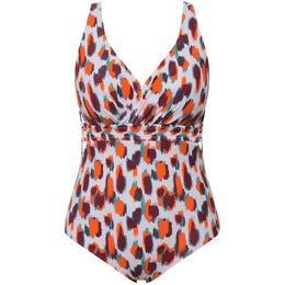 Ulla Popken Badeanzug Damen Gr&ouml;&szlig;e XL hellblau / gr&uuml;n / orange / dunkelrot