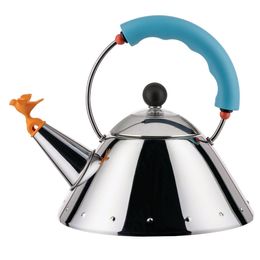 Alessi - Wasserkessel 9093/1 \"Bird Kettle\", poliert / hellblau