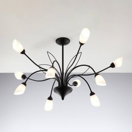 Jupiter Deckenleuchte Gloriosa, Glas, schwarz, 10-flammig
