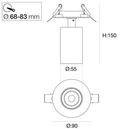 SLC LED-Einbauspot Art, 1-flammig, weiß, 3.000 K, Aluminium