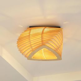LINDBY Deckenleuchte Sanza, 50 cm, Holz, geschwungen