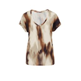 WE Fashion T-Shirt Damen Gr&ouml;&szlig;e M beige / wei&szlig;